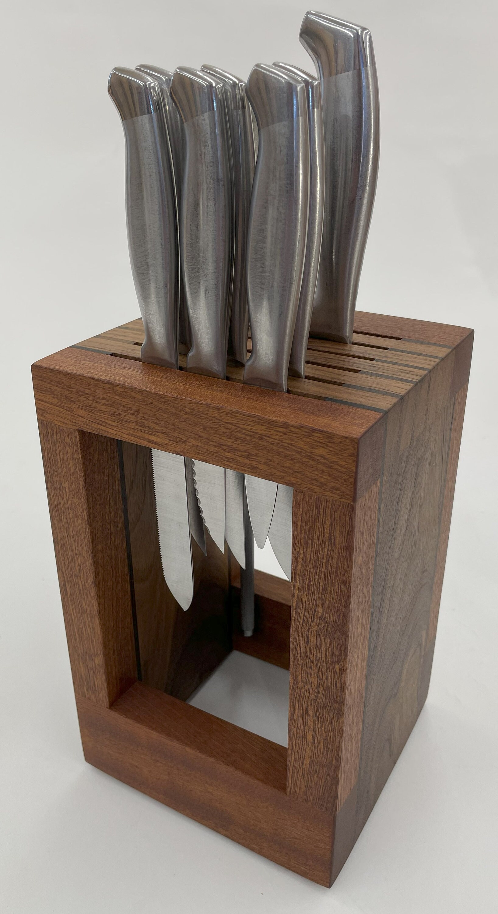 Sleek Modern Knife Rack, Beautiful Hardwood Knife Block, Unique Kitchen ...