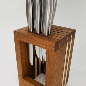 Sleek Modern Knife Rack, Beautiful Hardwood Knife Block, Unique Kitchen ...