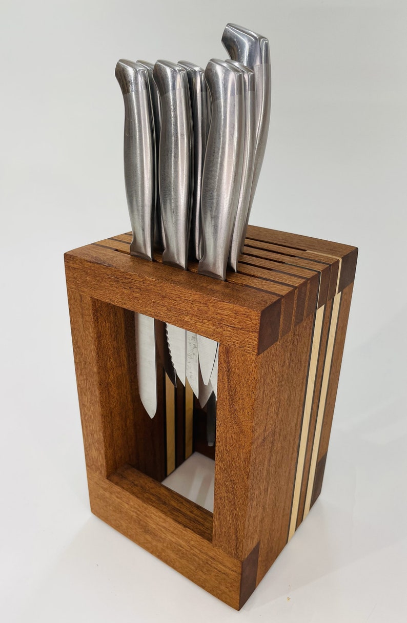 Sleek Modern Knife Rack, Beautiful Hardwood Knife Block, Unique Kitchen ...