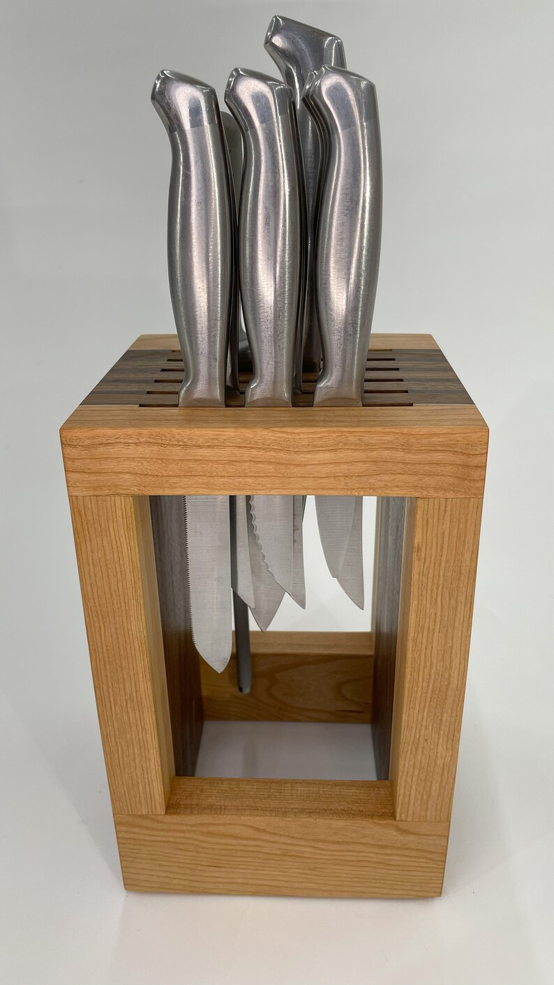 Sleek Modern Knife Rack, Beautiful Hardwood Knife Block, Unique Kitchen ...