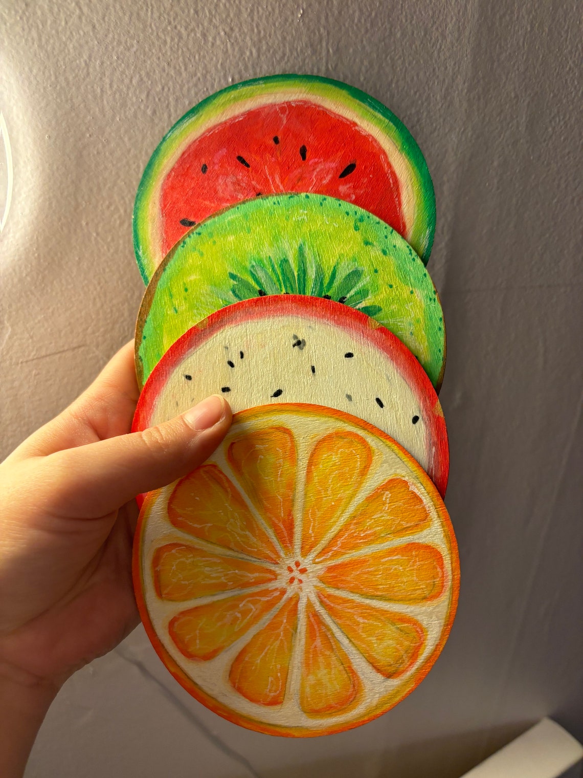 Hand Painted Fruit Coasters - Etsy