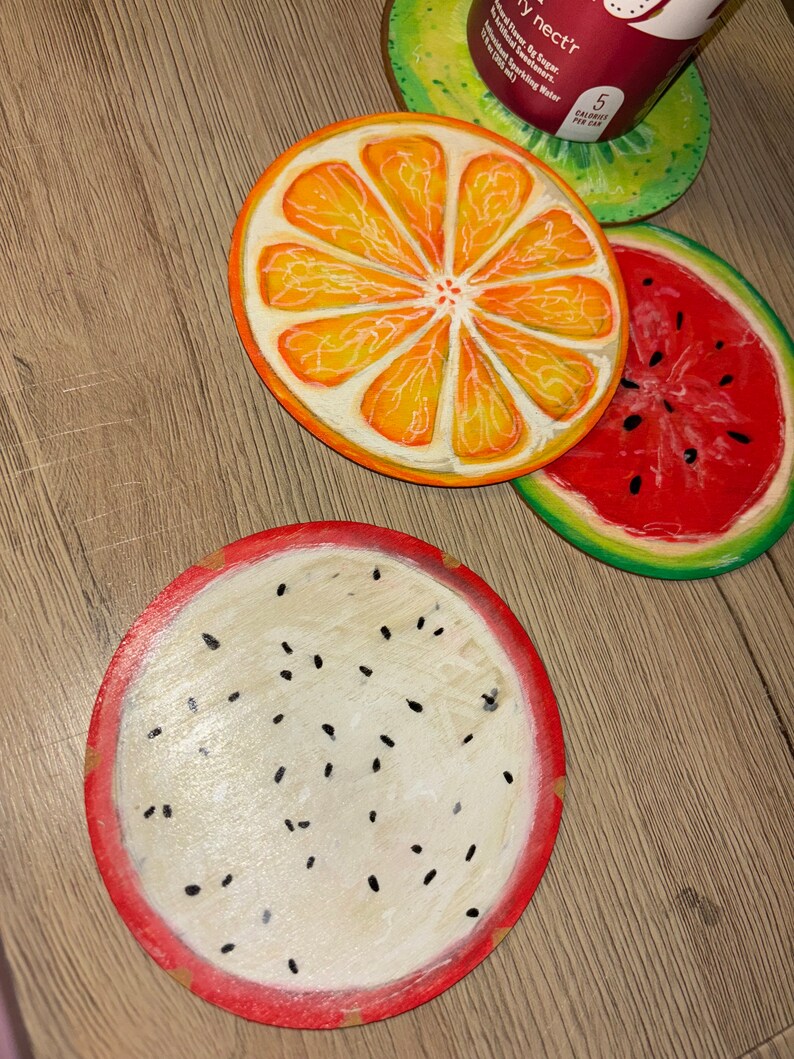 Hand Painted Fruit Coasters - Etsy
