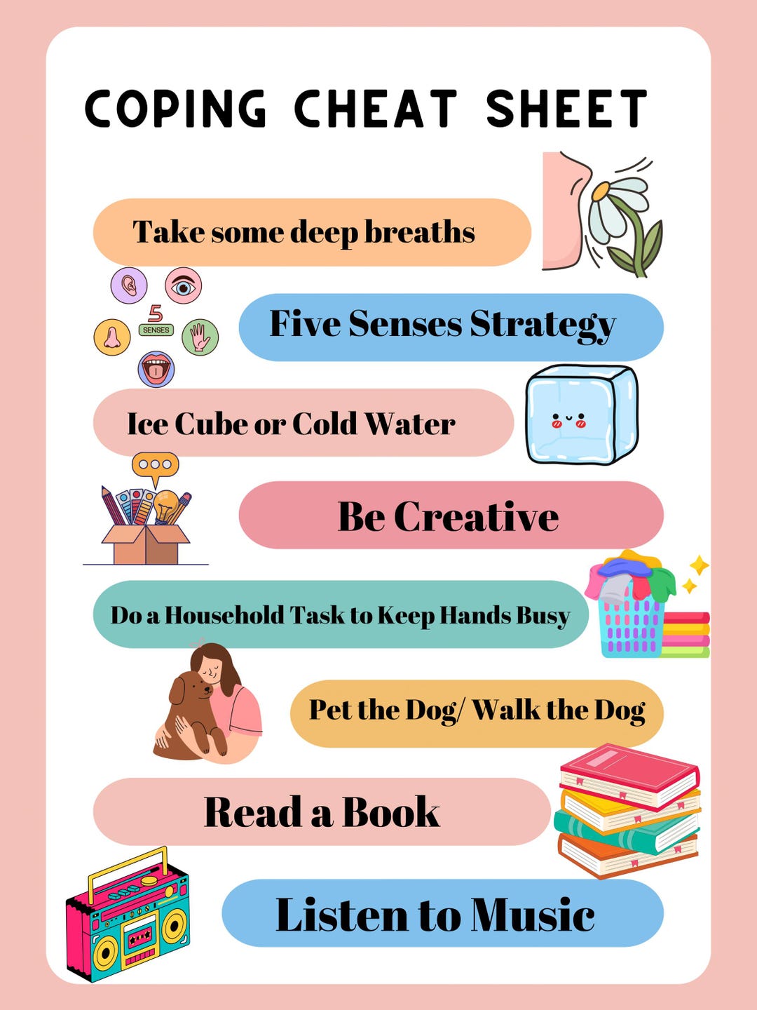 Coping Cheat Sheet- Self Regulation - Etsy