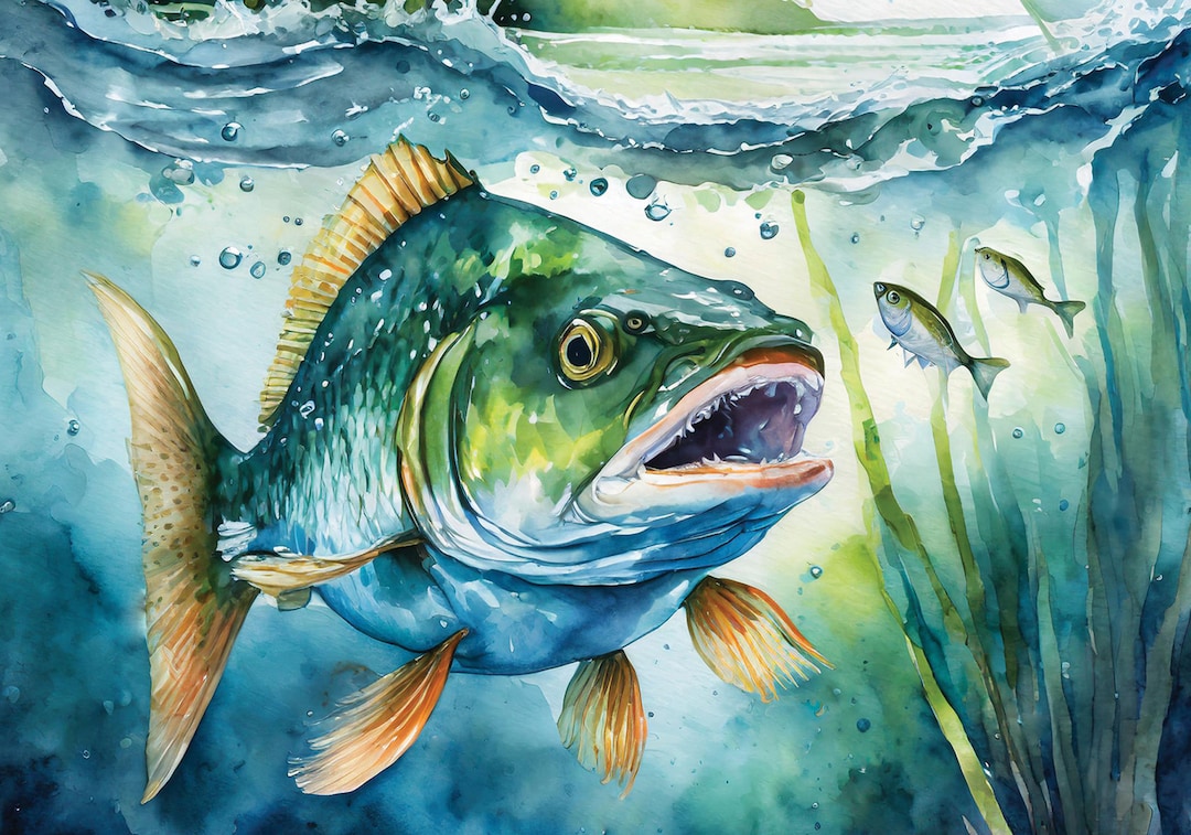 Largemouth Bass Watercolor Painting Postcards - Etsy