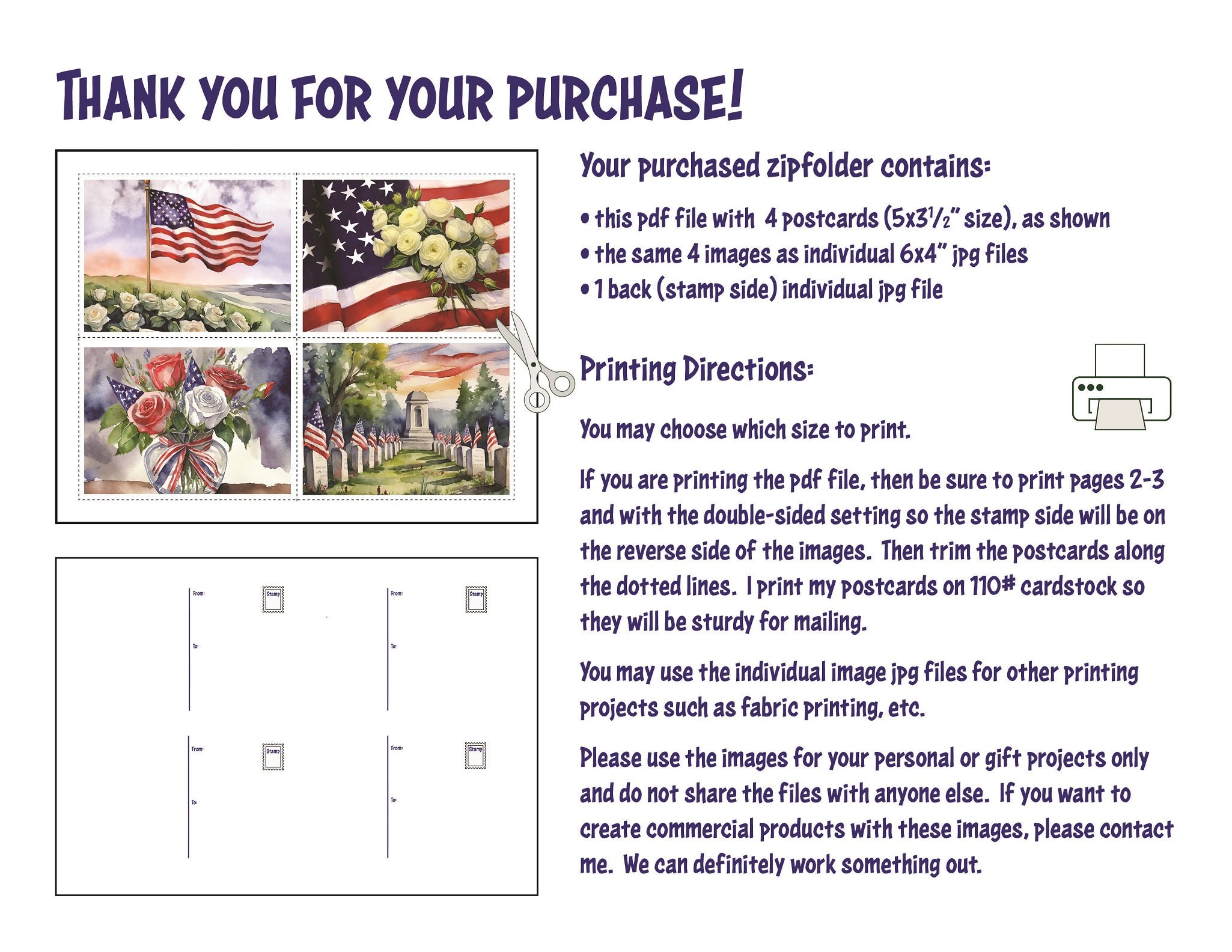 Memorial Day Printable 6x4 Inch Images - Etsy