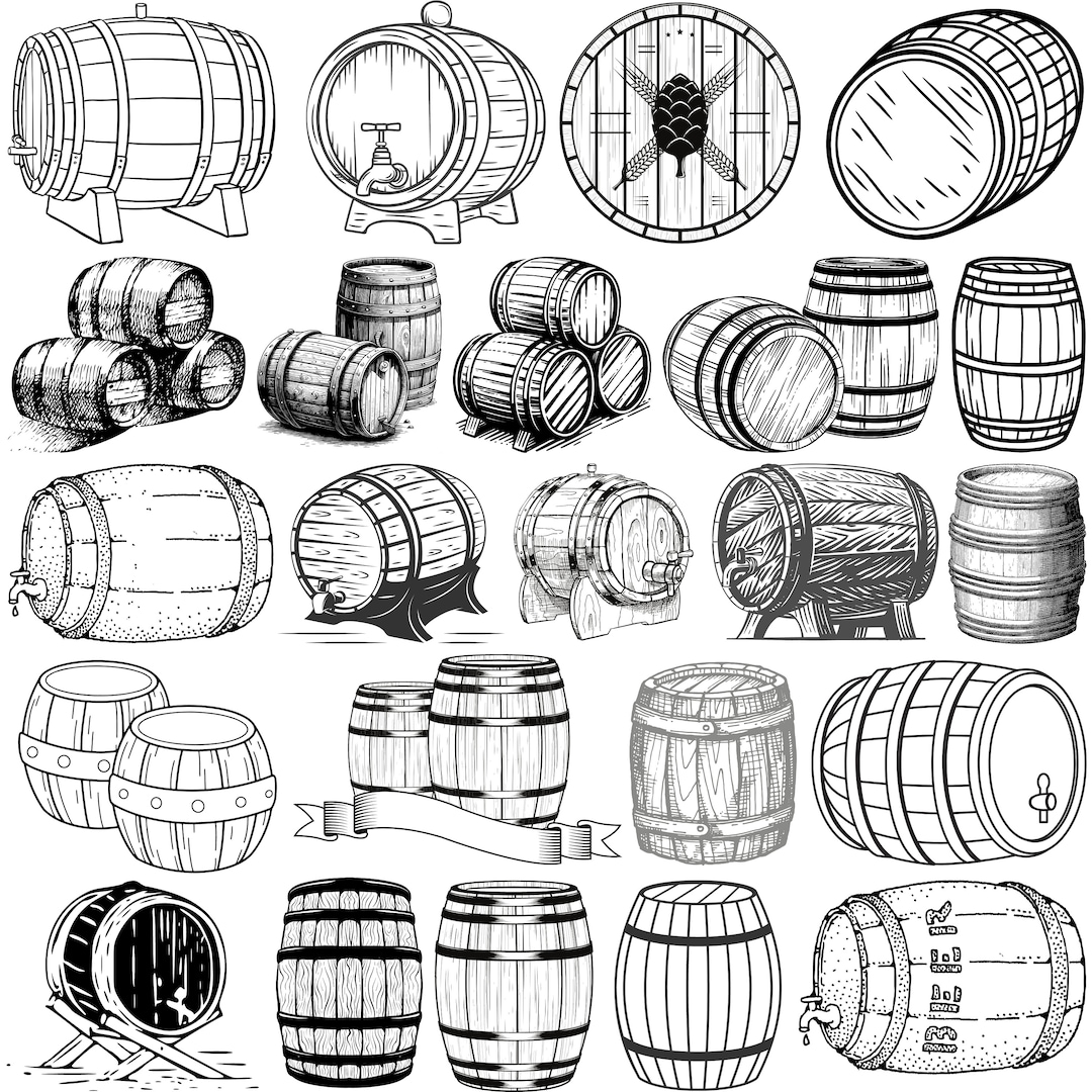 Barrel SVG Bundle, Barrel Clipart, Wooden Barrel Svg, Barrel Silhouette ...
