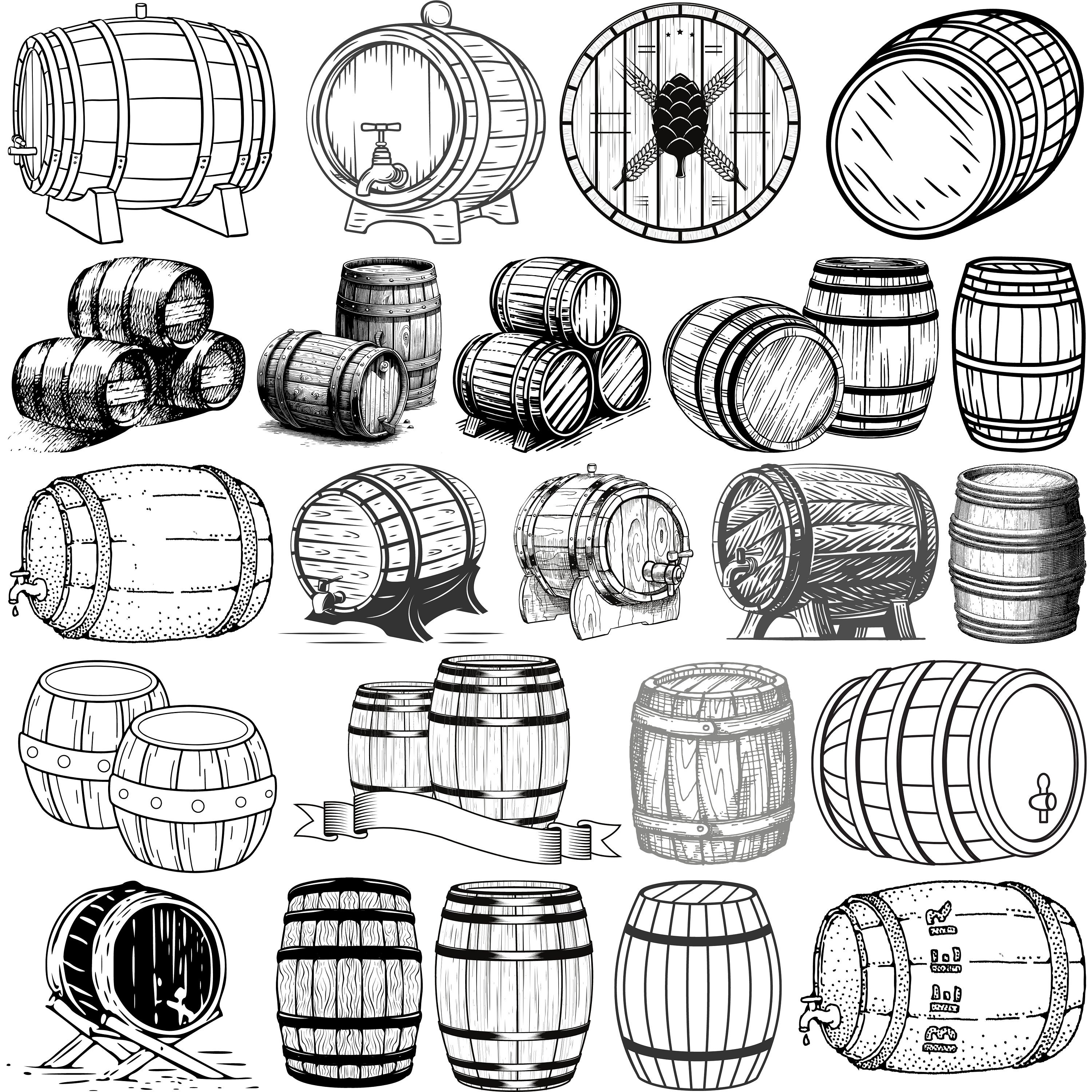 Barrel SVG Bundle, Barrel Clipart, Wooden Barrel Svg, Barrel Silhouette ...