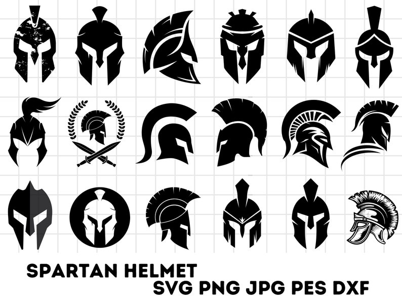 Spartan Warrior Helmets Svg Bundle Epic Spartan Helmet Warrior Helmet ...