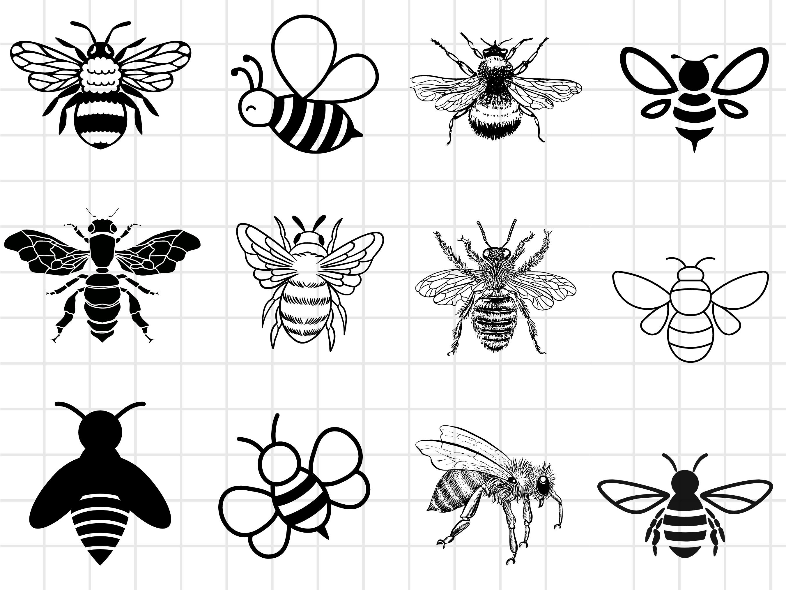 Bee SVG Bundle, Bee Cricut File, Bee Silhouette Svg, Insect Vector, Bee ...