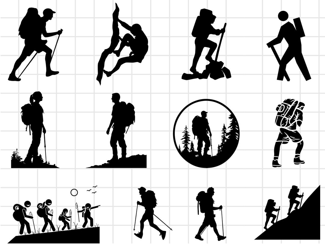 Hiker Svg Bundle, Svg Files for Cricut, Hiking Svg, Hiker Silhouette ...