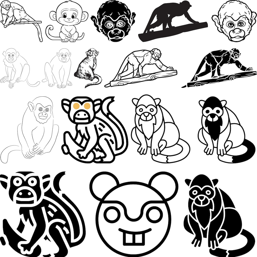 Monkey Svg Bundle for Cricut, Monkey Svg, Moneky Clipart, Monkey Face ...