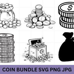 Money Svg, Coins Svg, Coins Clipart, Coins Files for Cricut, Coins Cut ...