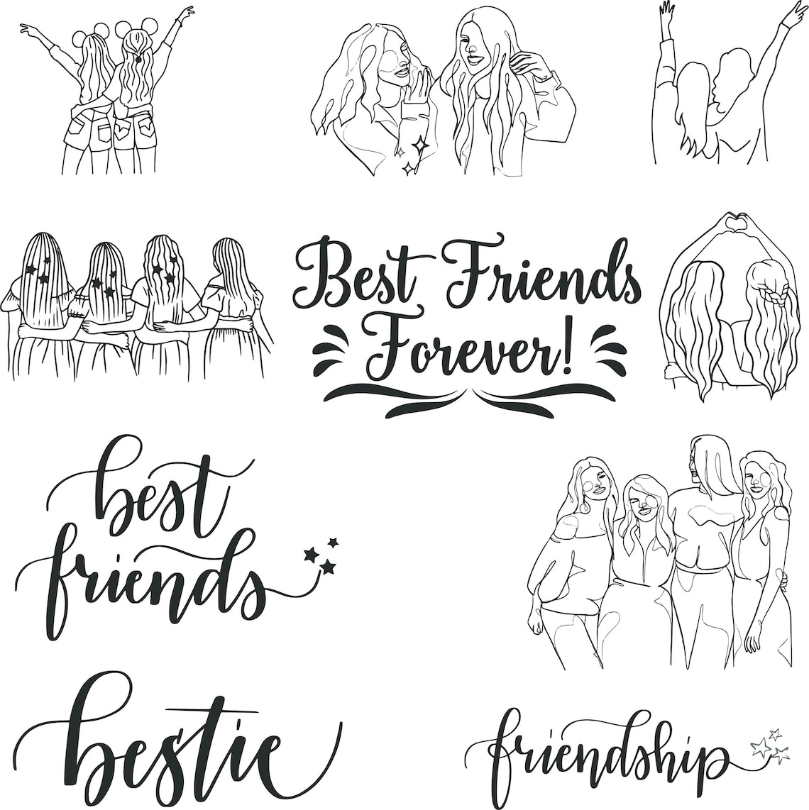 Best Friends Svg Bundle, Besties Svg, Bestie Squad Svg, Friends Forever ...