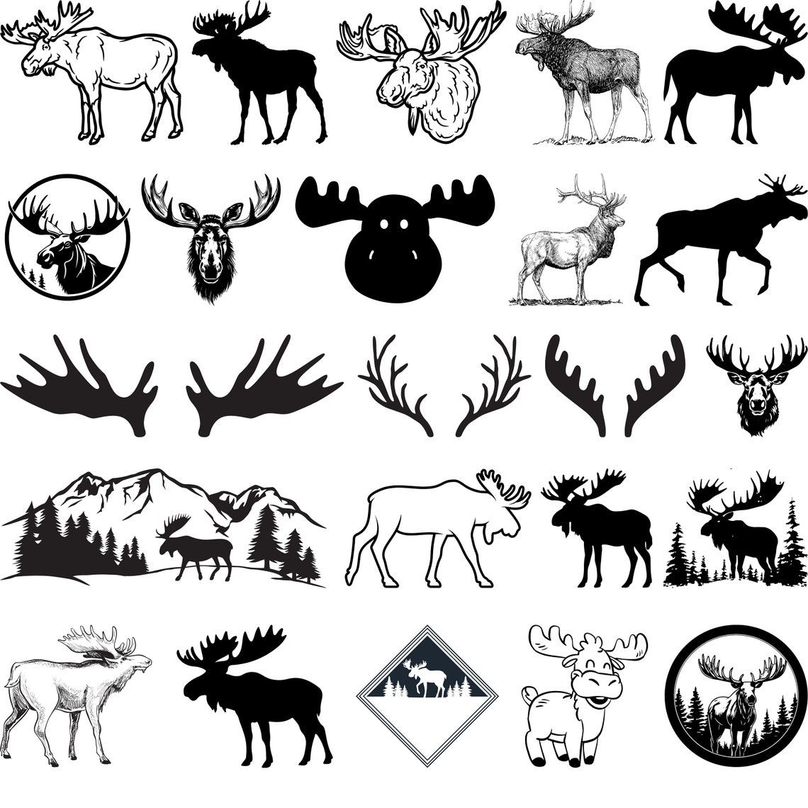 Moose Svg Bundle, Moose Svg, Nature Moose Svg, Baby Moose Svg, Animals ...
