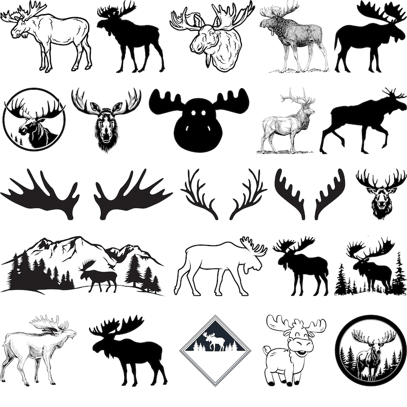 Moose Svg Bundle, Moose Svg, Nature Moose Svg, Baby Moose Svg, Animals ...