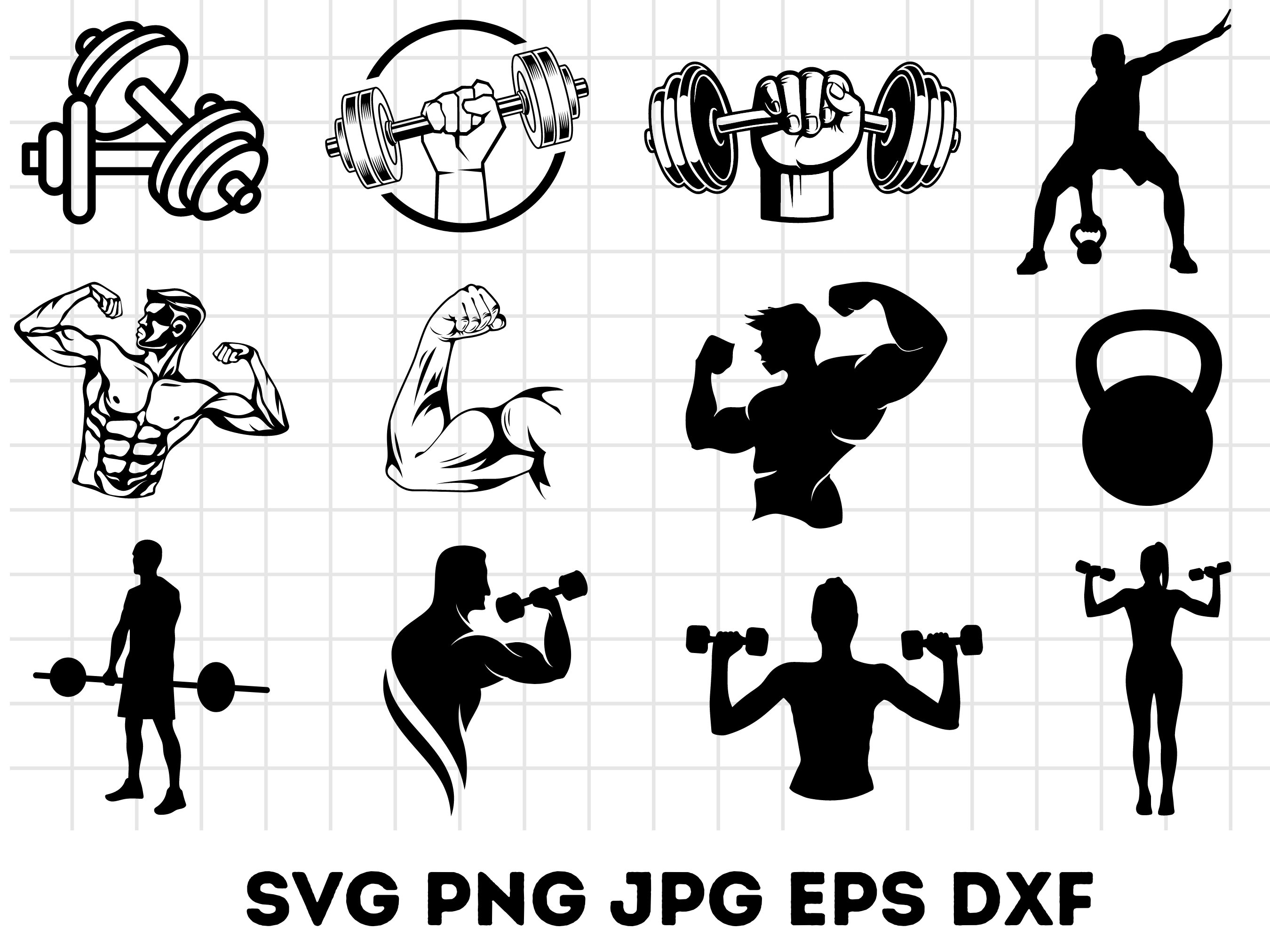 Bodybuilder Svg Bundle, Svg Files for Cricut, Bodybuilder Silhouette ...