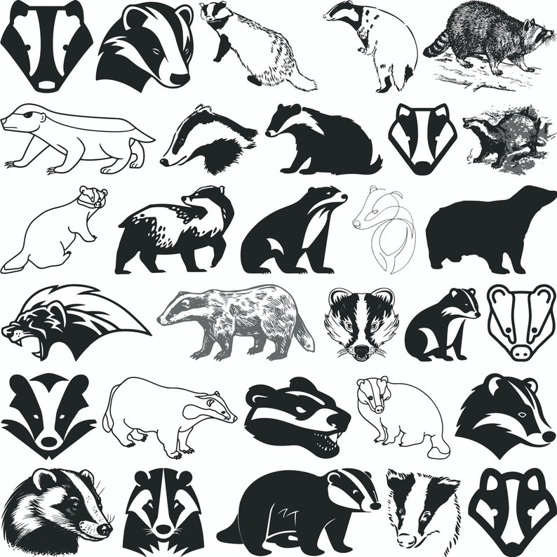 Badger SVG Bundle, Honey Badger Svg, Badger Monogram, Badger Cut Files ...