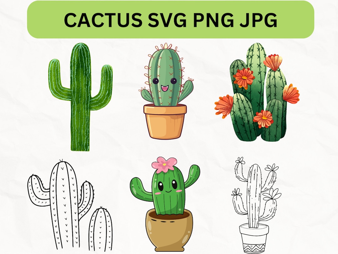 Cactus Svg,cactus Svg Files for Cricut,cactus Svg Bundle, Cute Cactus ...