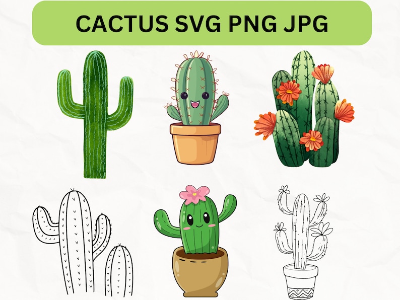 Cactus Svg,cactus Svg Files for Cricut,cactus Svg Bundle, Cute Cactus ...