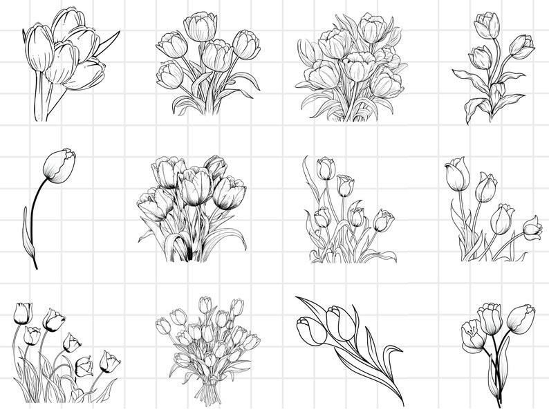 Tulip Flower SVG Bundle, Tulip Cricut, Flower Clipart, Tulip Monogram ...