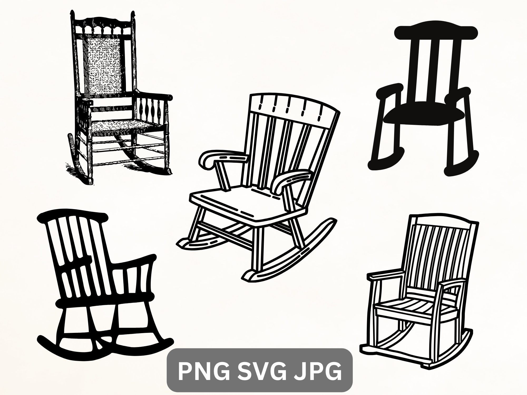 Rocking Chair Svg, SVG Files for Cricut, Chair SVG, Furniture Svg ...