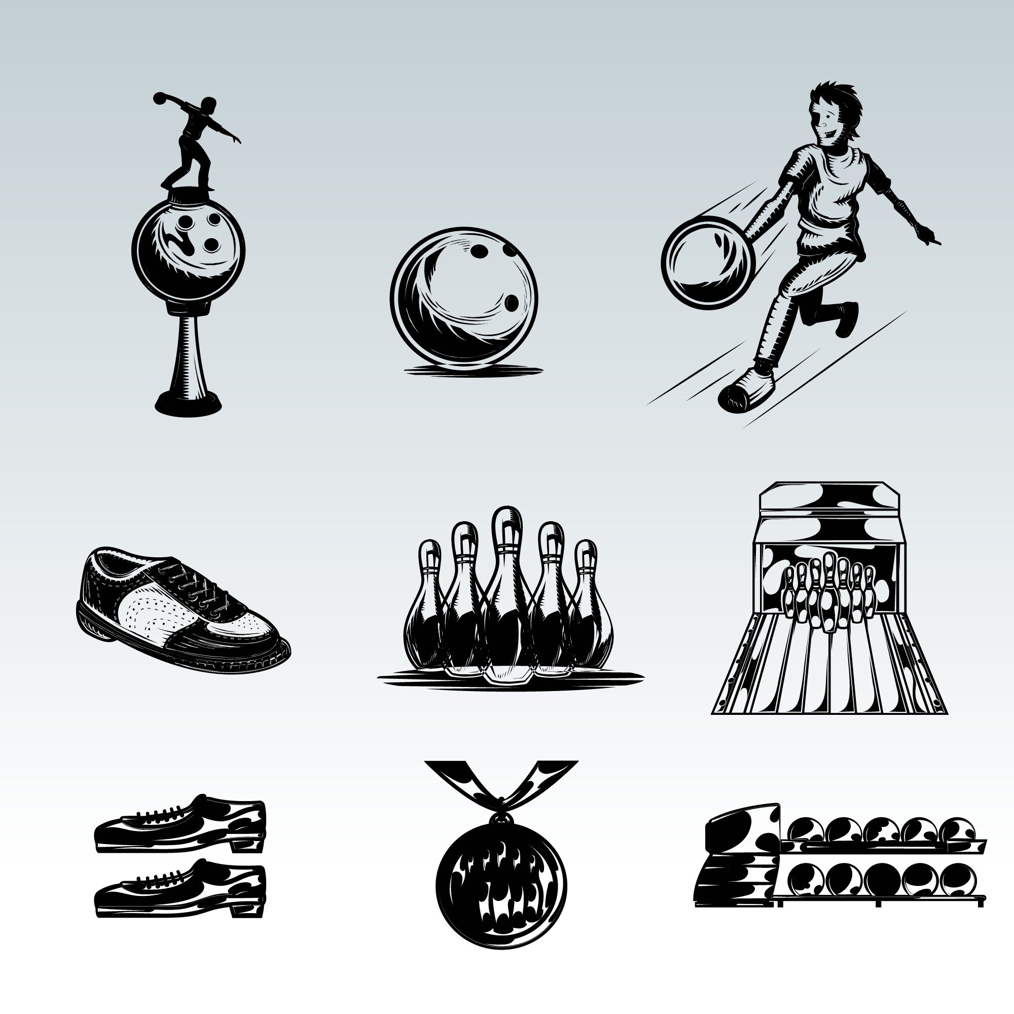Bowling Svg Bundle, Bowling Clipart for Cricut, Bowling Silhouette ...