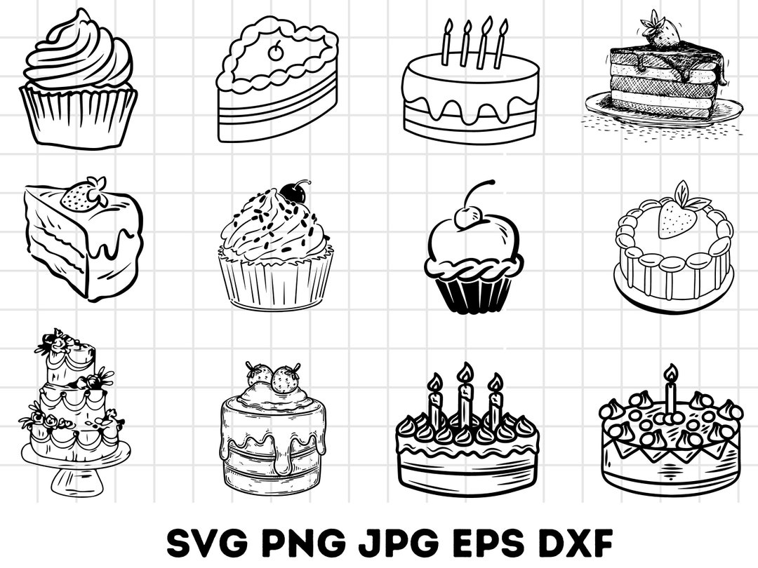Cakes Svg Bundle / Birthday Svg/ Dessert Svg/ Baking Svg/ Wedding Svg ...