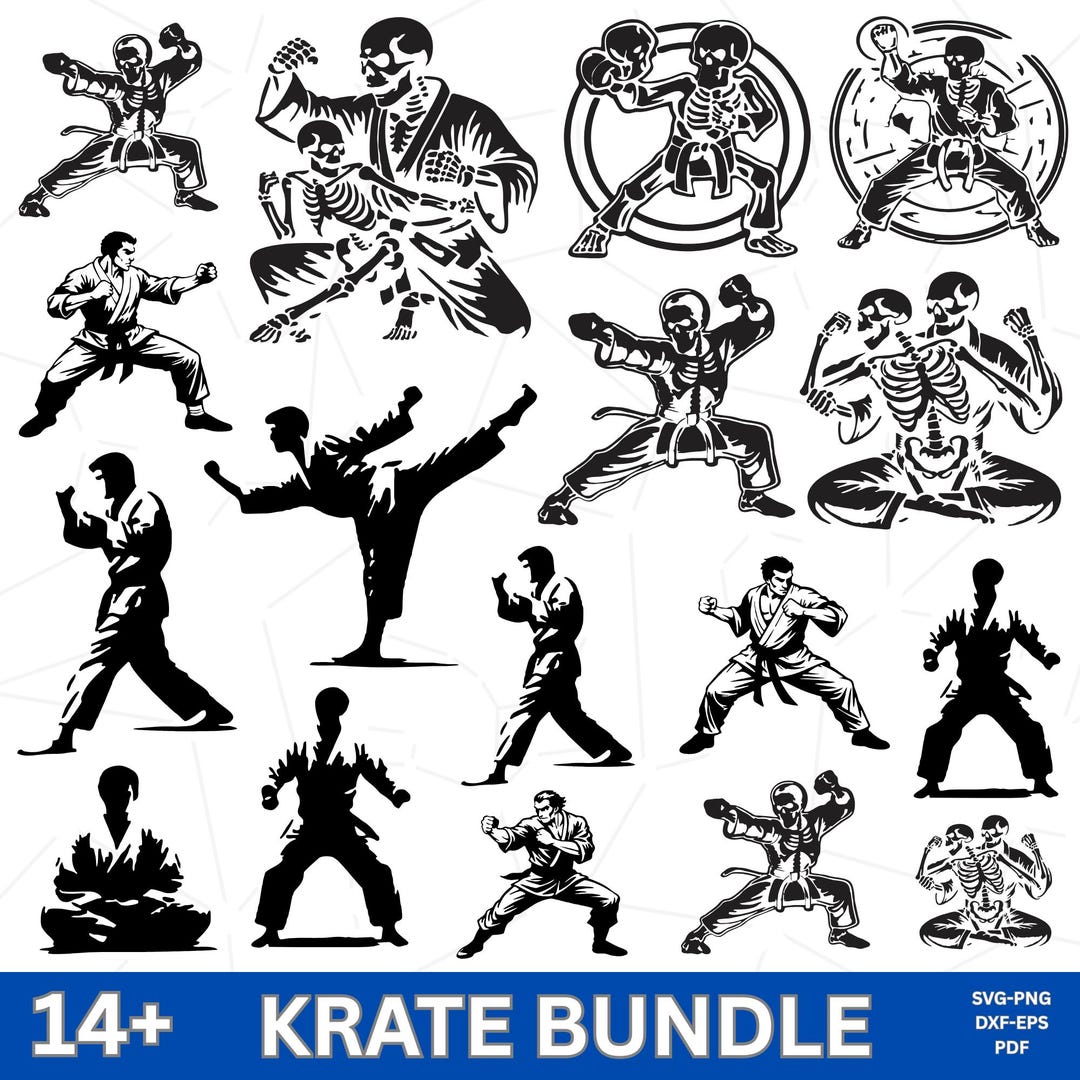 Karate Clipart Bundle, SVG PNG Martial Arts Designs, Karate Poses ...