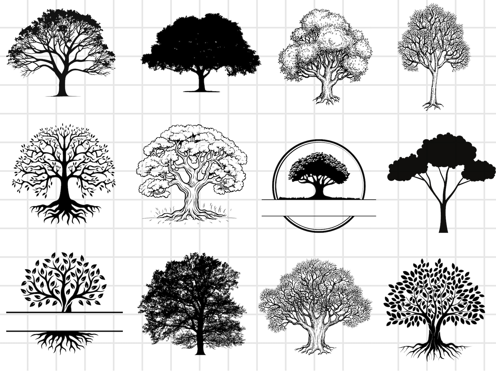 Oak Tree SVG Bundle , Tree Svg, Big Tree Svg, Oak SVG, Outdoor SVG ...