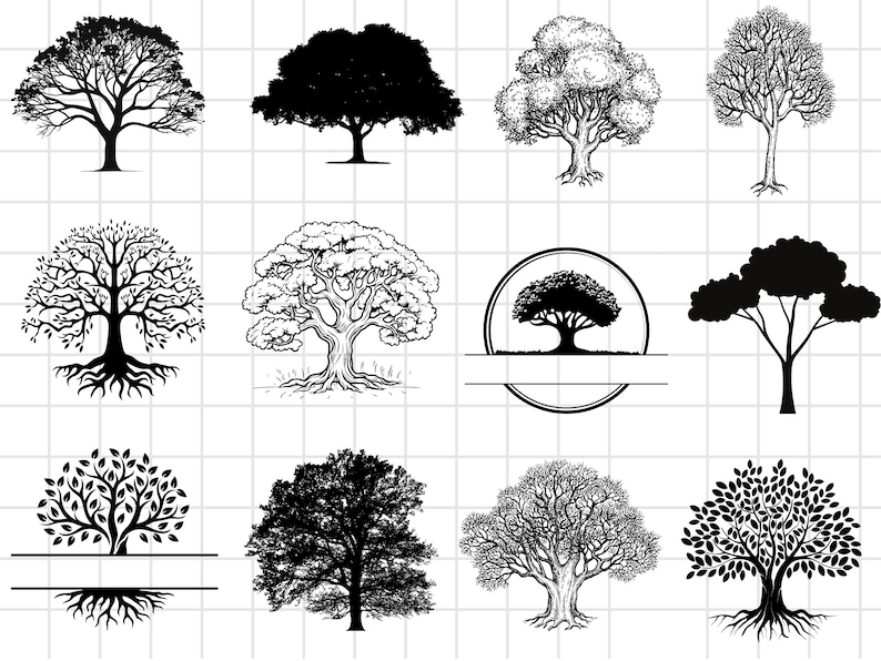 Oak Tree SVG Bundle , Tree Svg, Big Tree Svg, Oak SVG, Outdoor SVG ...