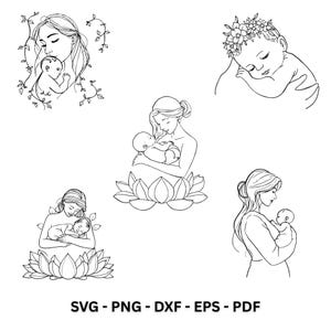 Mother and Child Svg Bundle, Mothers Day Svg, Cut Files, Mom Svg ...