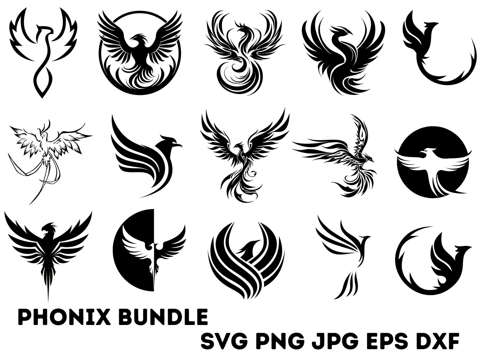 Phoenix SVG Bundle, Phoenix Dxf, Phoenix Png, Phoenix Eps, Phoenix ...