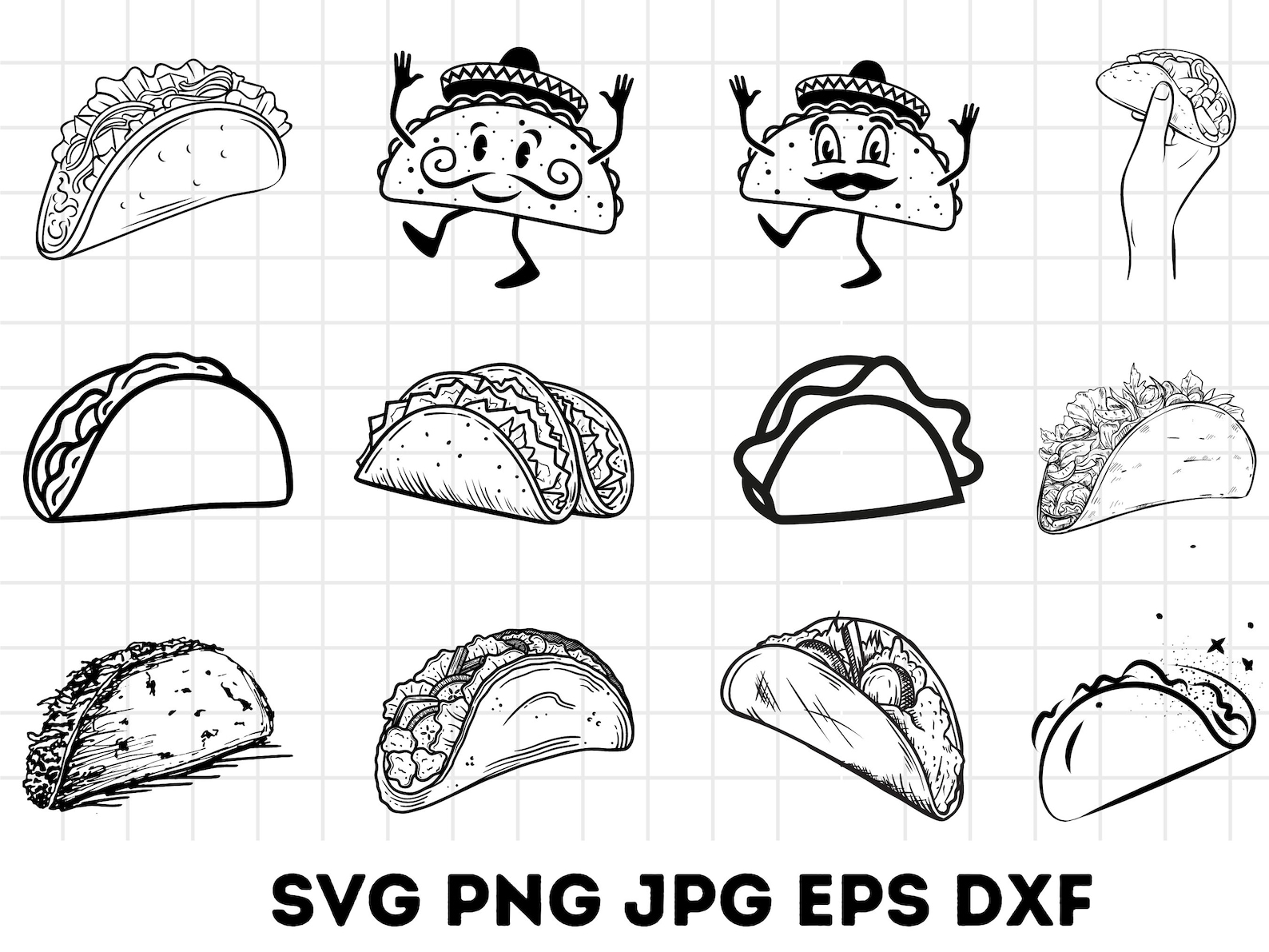 Taco SVG Bundle / Mexican Food Svg/ Printable Files/ Cricut/ Cut Files ...