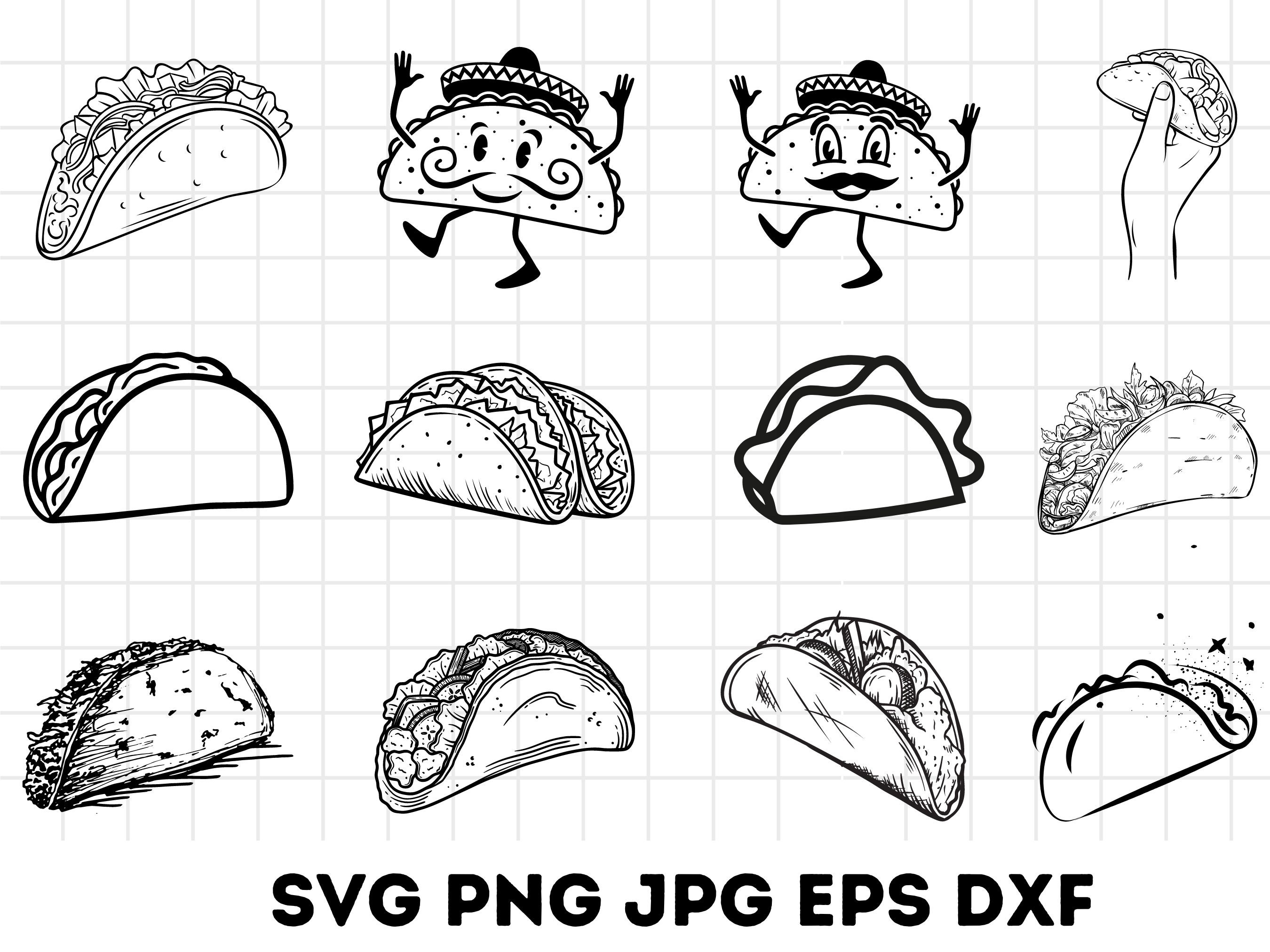 Taco SVG Bundle / Mexican Food Svg/ Printable Files/ Cricut/ Cut Files ...