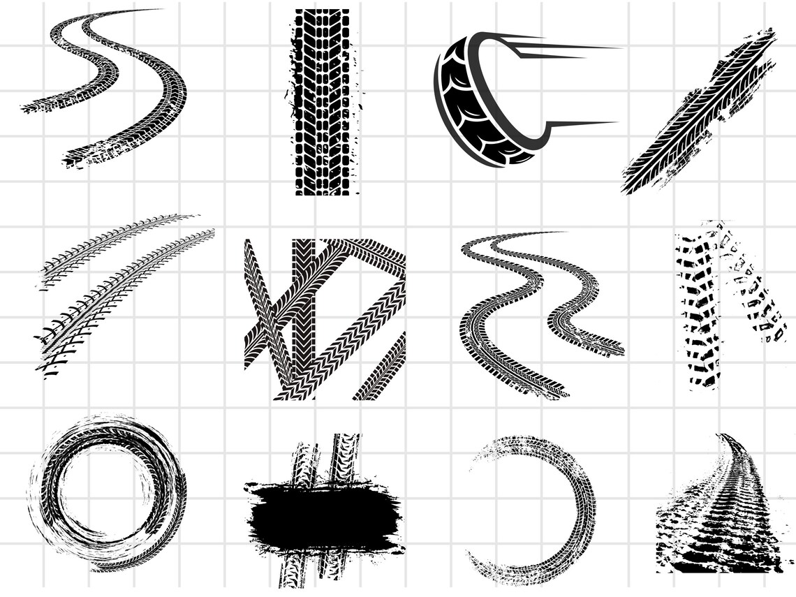 Tire Tracks Svg Bundle , Tire Track Patterns, Tire Track Clipart, Tire ...
