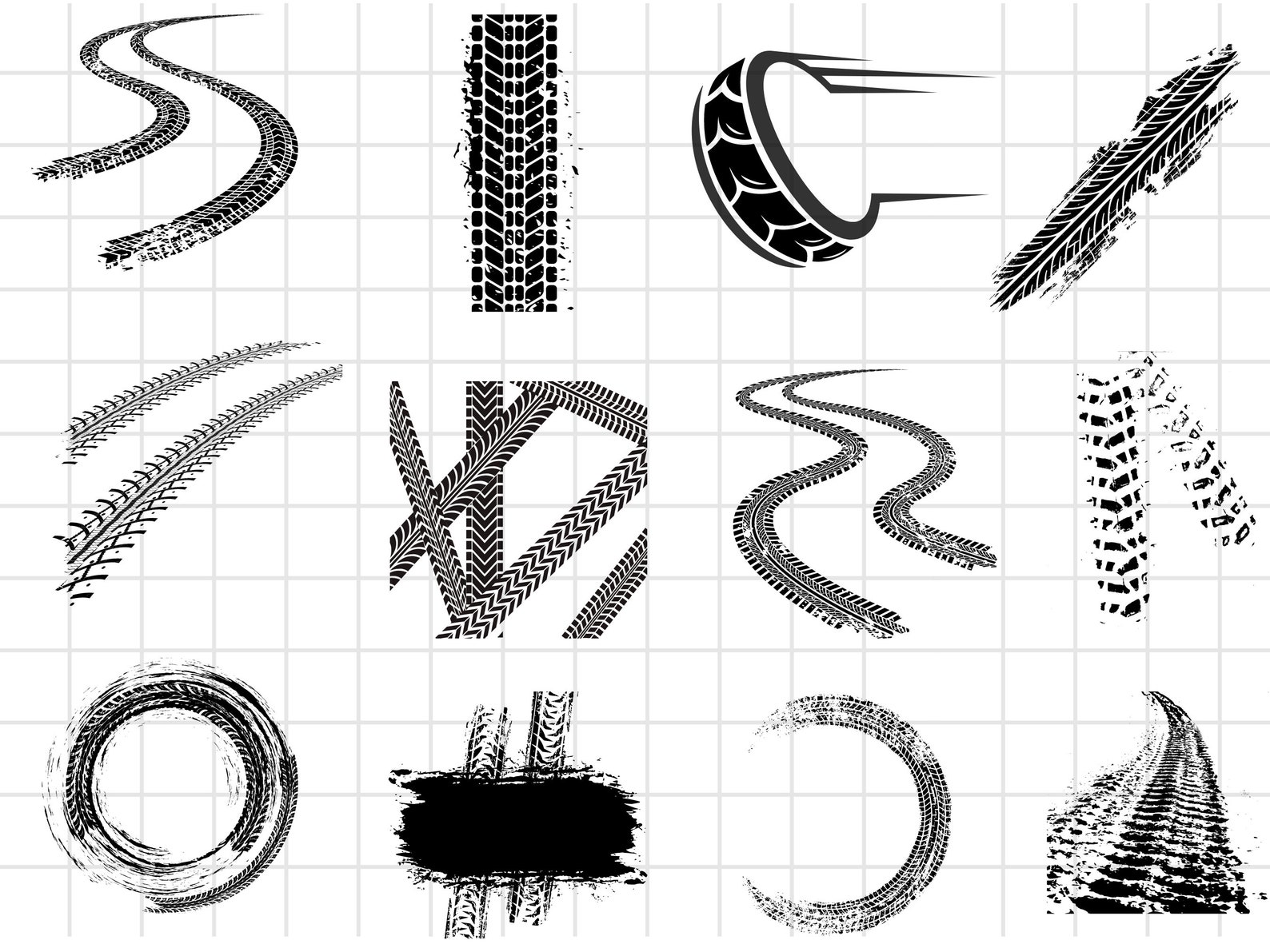 Tire Tracks Svg Bundle , Tire Track Patterns, Tire Track Clipart, Tire ...