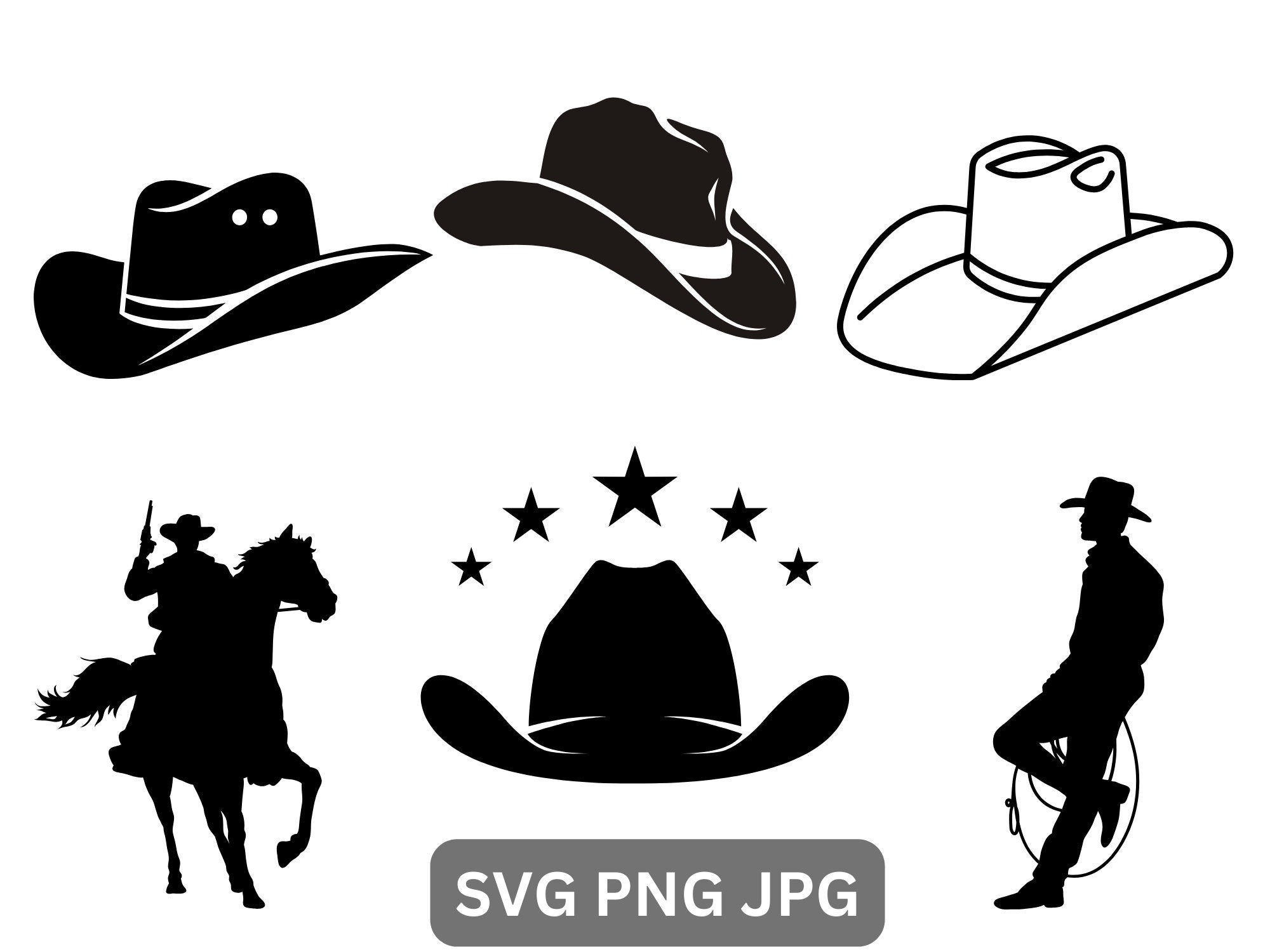 Cowboy Svg Bundle, Cowboy Clipart, Cowboy Hat Svg, Cowboy Boots Svg ...