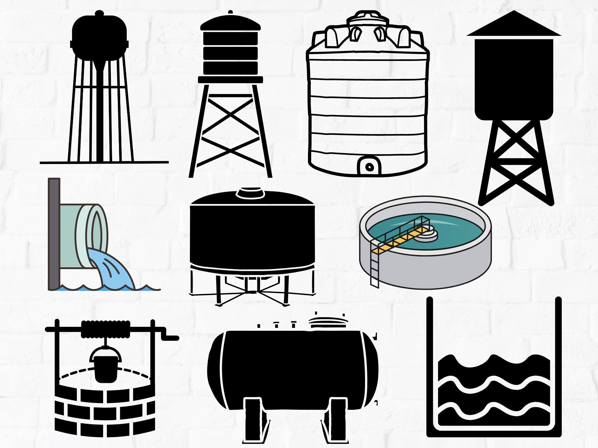 Water Tower SVG Cut Files | Water Tower Silhouette | Gilbert Water ...