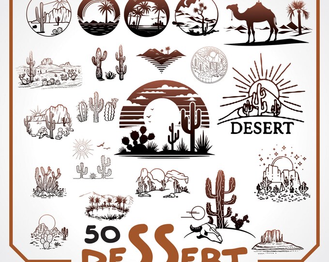Desert Scene SVG Bundle, Desert Scene Dxf, Desert Landscape, Desert ...