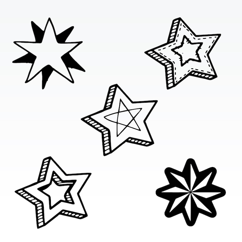 Star Svg Bundle, Night Star Clipart for Cricut, Shining Star Silhouette ...
