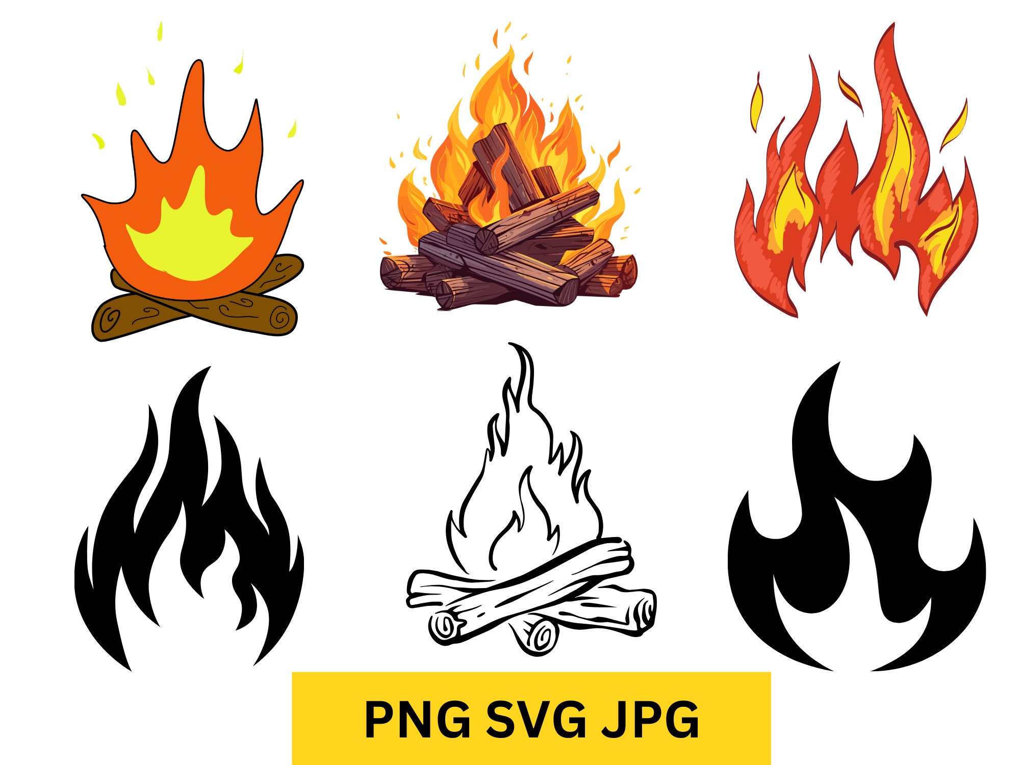 Fire SVG Bundle, Fire Clipart, Fire Svg Files, Fire Flames Svg, Flames ...