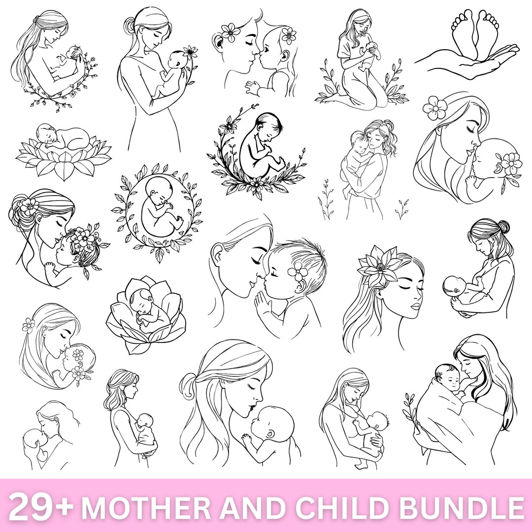 Mother and Child Svg Bundle, Mothers Day Svg, Cut Files, Mom Svg ...