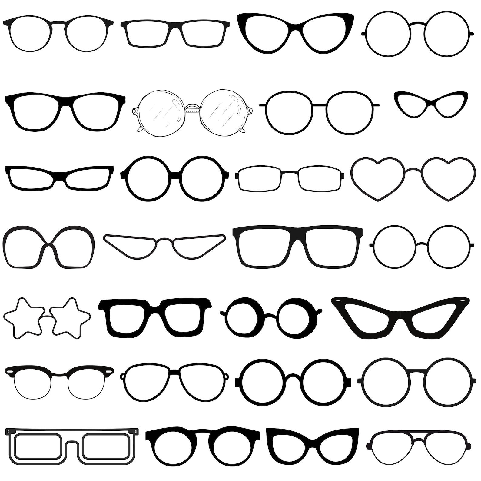 Glasses Set Svg Bundle, Svg, Dxf Eps Png, Jpg, Glasses Bundle Svg ...