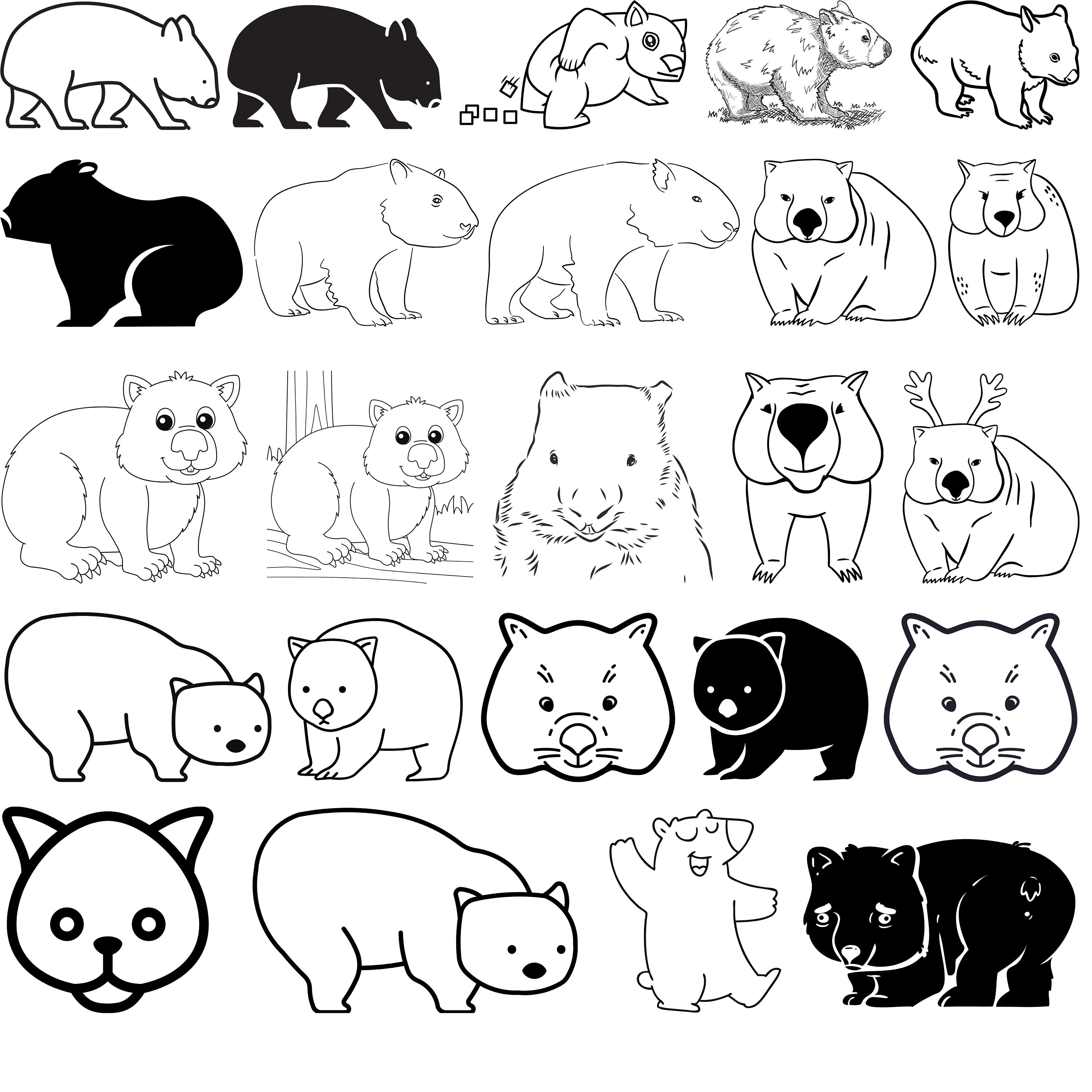 Wombat Svg Bundle, Wombat Svg Cut File for Circut, Silhouette, Digital ...