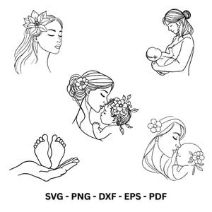 Mother and Child Svg Bundle, Mothers Day Svg, Cut Files, Mom Svg ...