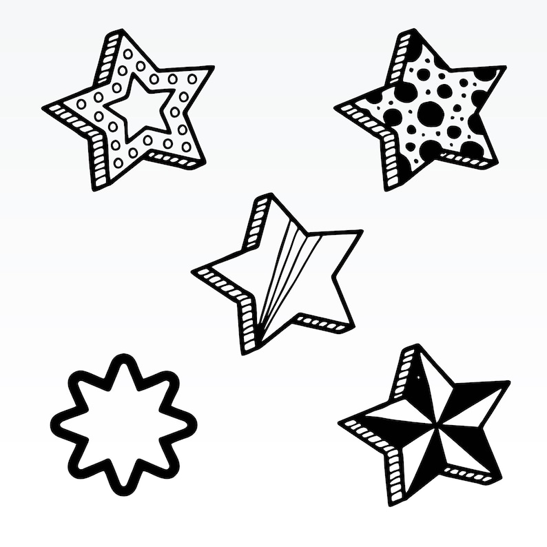Star Svg Bundle, Night Star Clipart for Cricut, Shining Star Silhouette ...