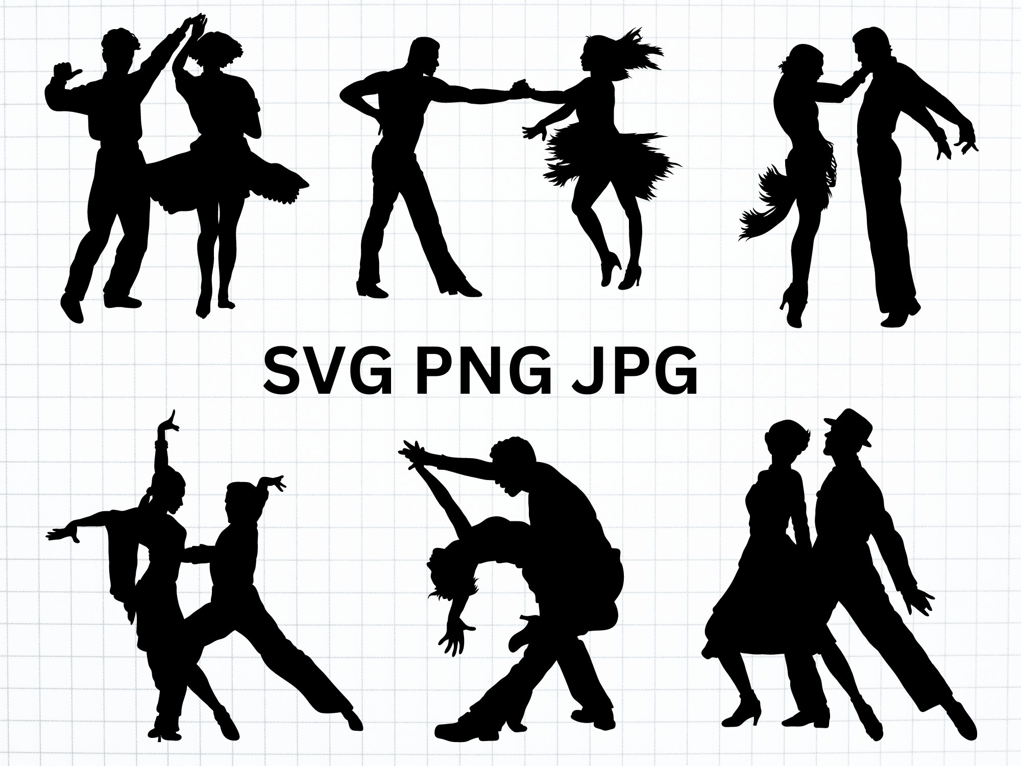 Dancing Couple Svg Bundle, Couple Cut File, Couple Silhouettes, Dance ...
