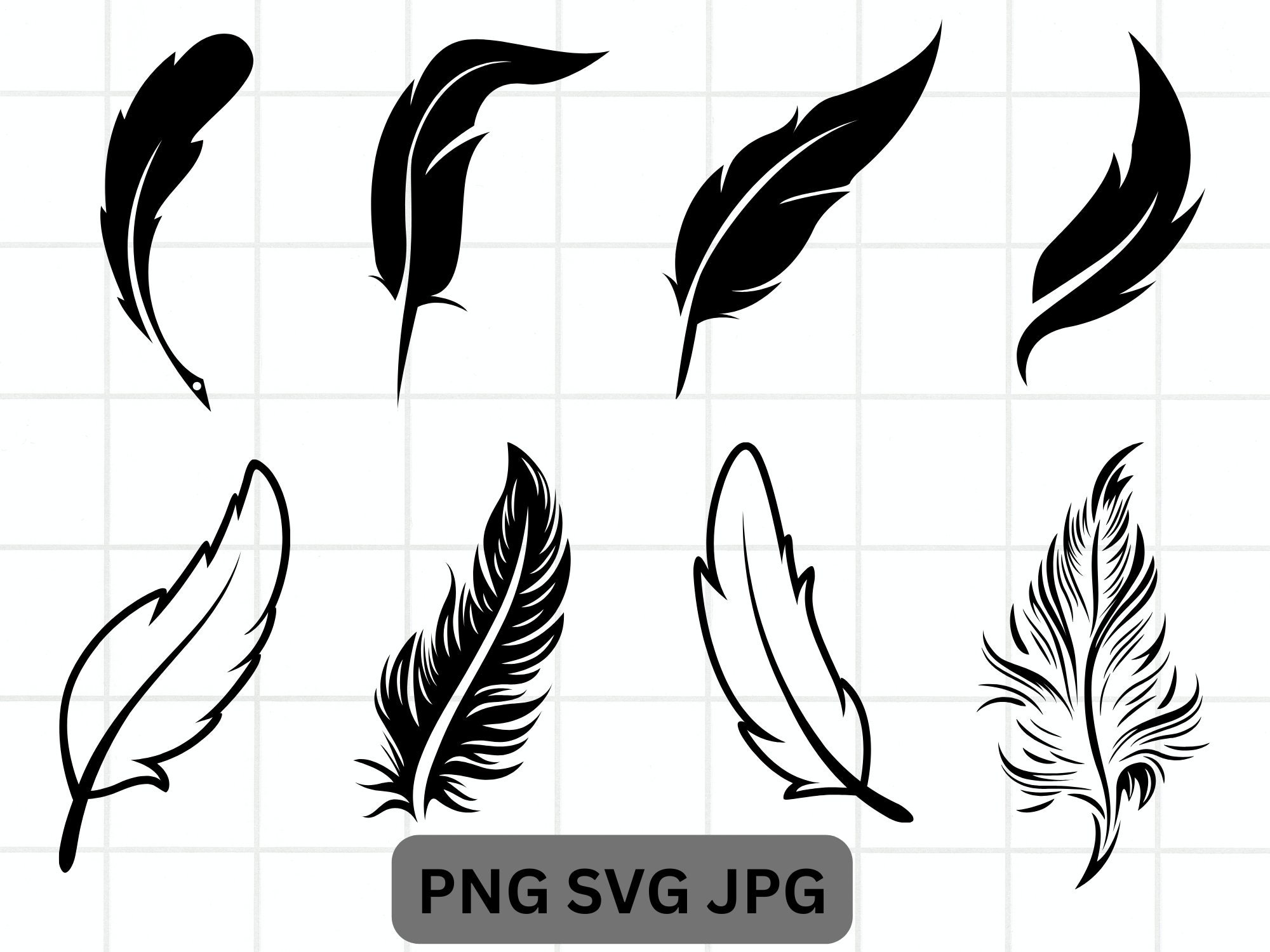 Feather Svg Bundle, Feather Birds Svg, Feathers Silhouette, Boho ...