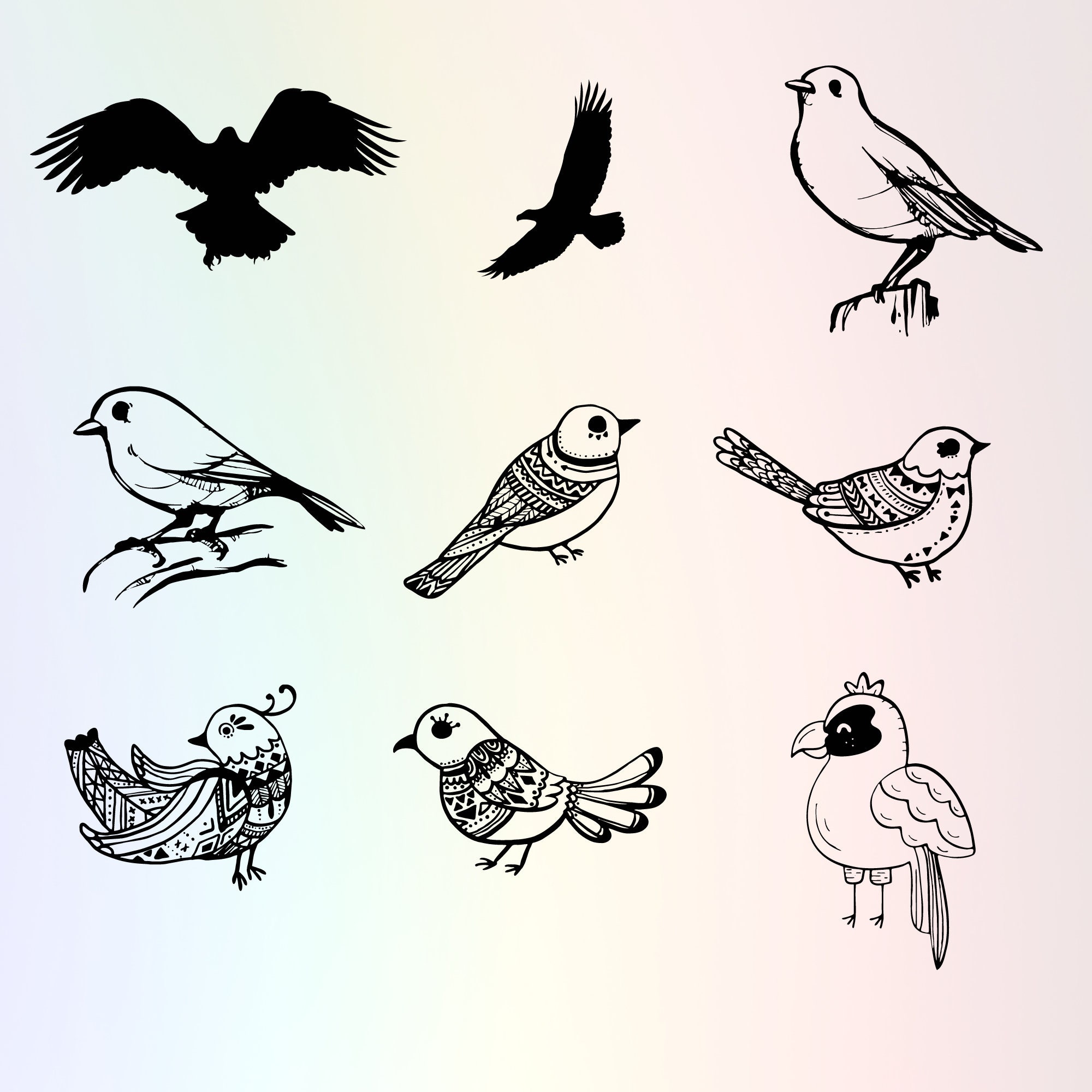 Birds Svg Bundle, Flying Birds Clipart for Cricut, Bird Silhouette ...