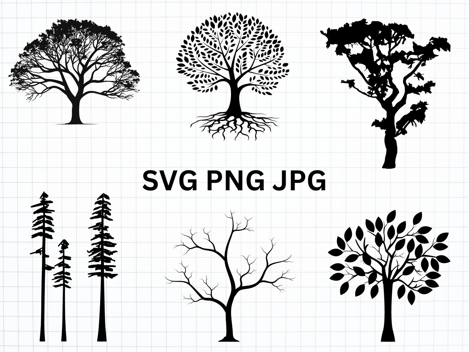 Tree SVG Bundle, Tree Silhouette Svg, Tree SVG, Trees Svg,forest Svg ...